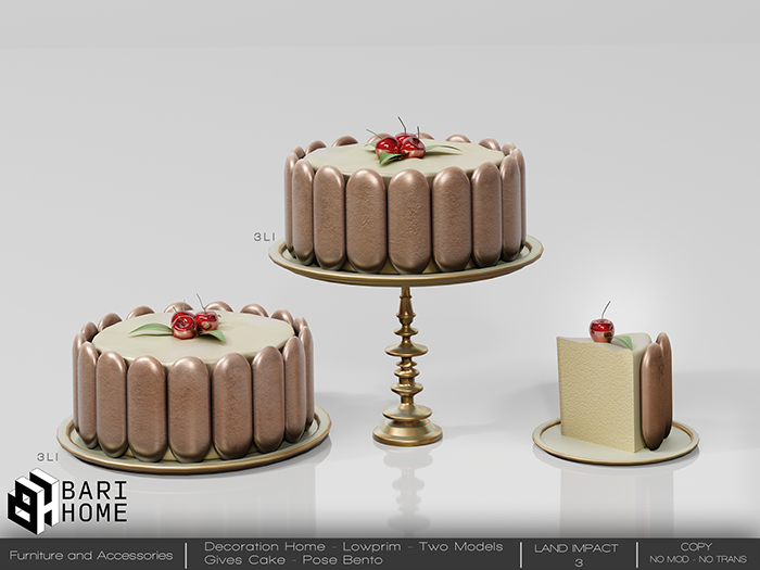 Second Life Marketplace - [BARI HOME] Chocolate Charlotte Cake